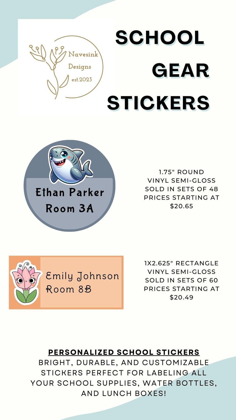 Personalized School Stickers - Custom Name Labels for Kids’ Supplies ...