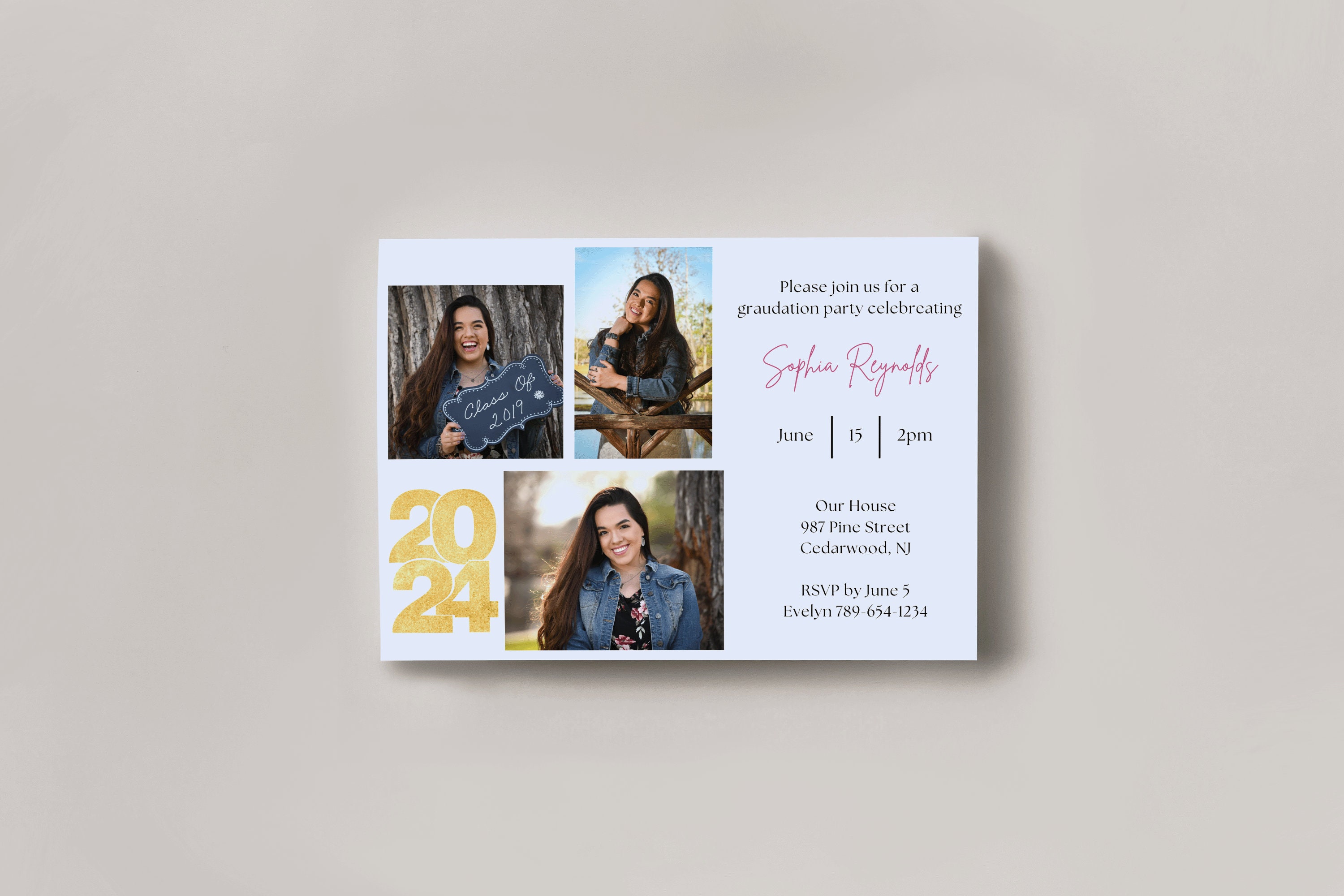 Customizable Graduation Photo Invitation | 3 Picture Slots | Modern ...
