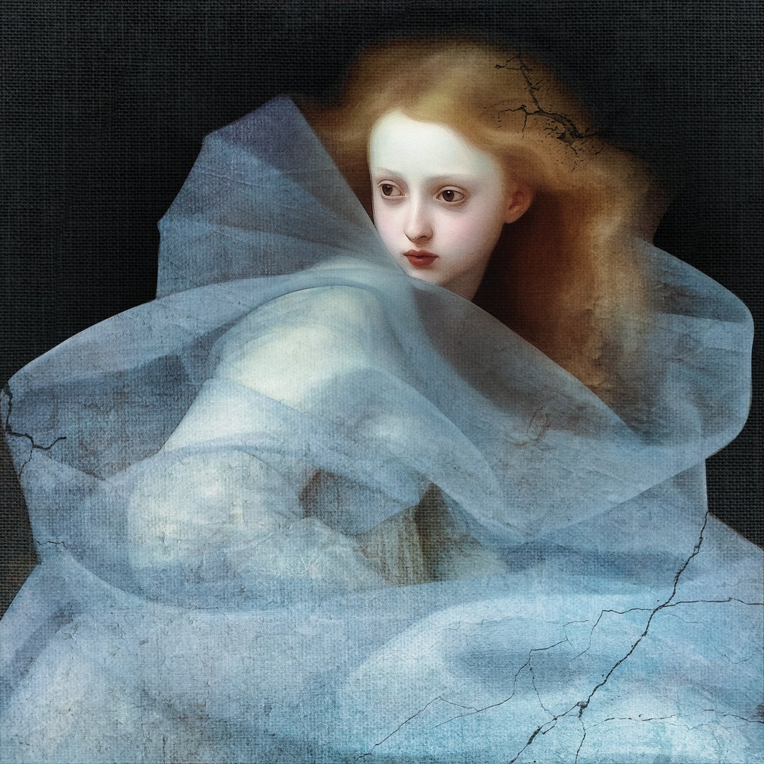 LIMITED EDITION Signed Art Print Girl in the Blue Veil - Etsy