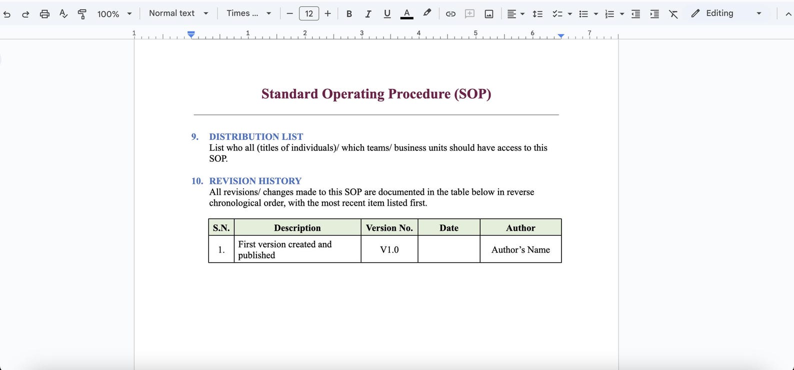 Ready-to-use SOP Template: Streamlined Format for Effortless Process ...