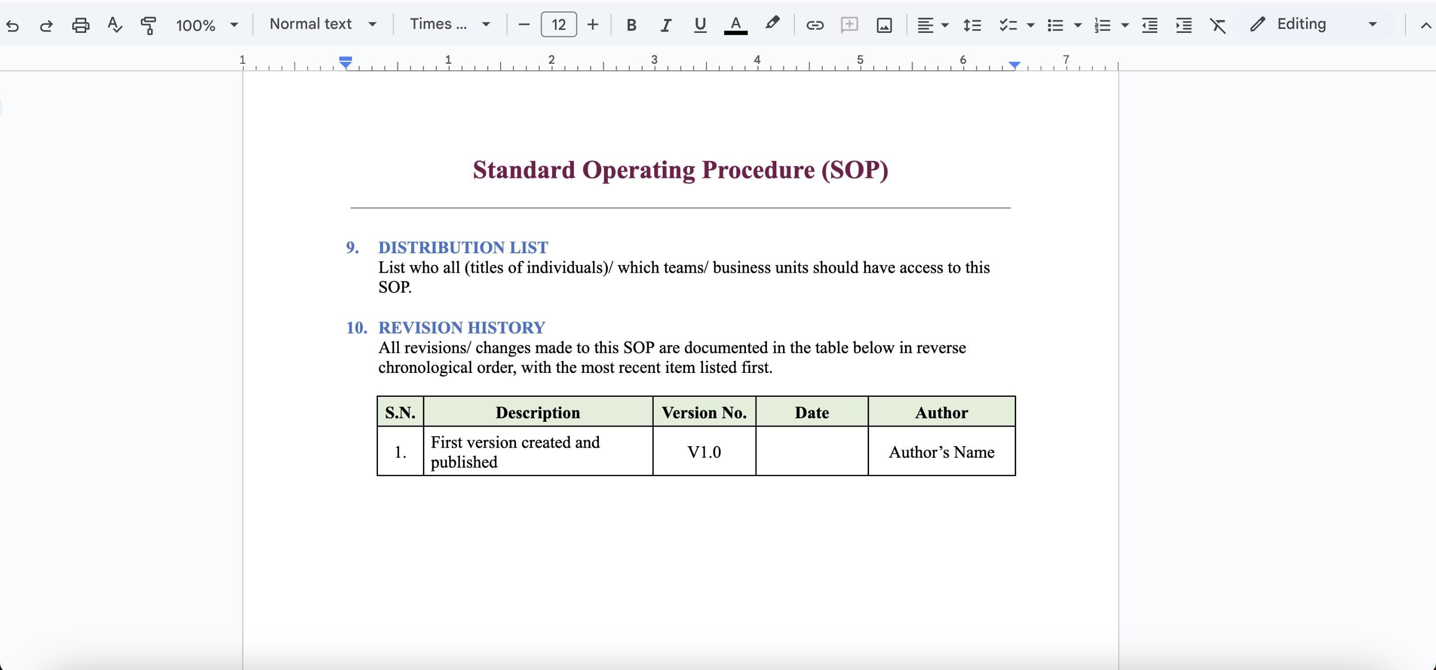 Ready-to-use SOP Template: Streamlined Format for Effortless Process Documentation I Google Docs ...