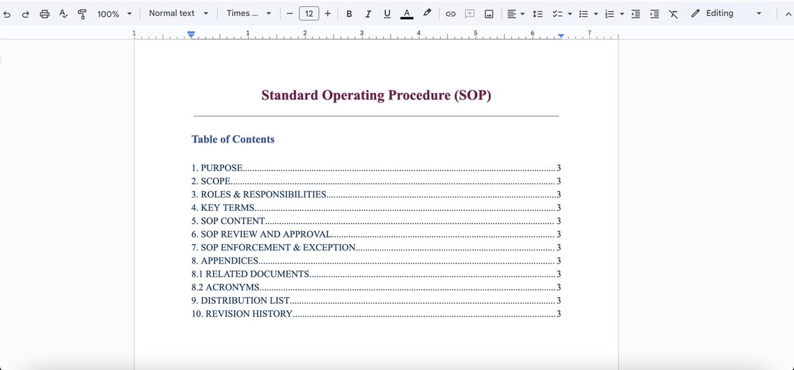 Ready-to-use SOP Template: Streamlined Format for Effortless Process ...