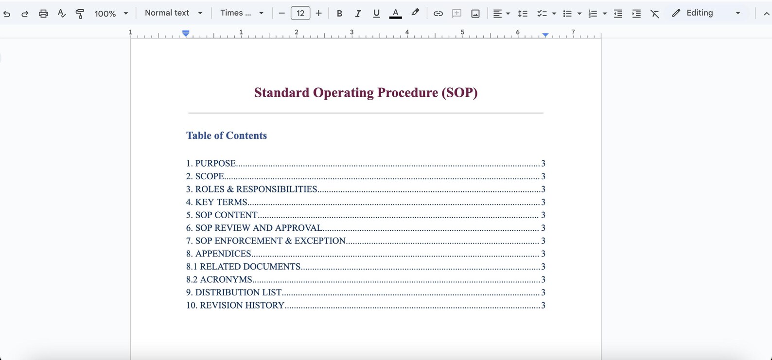Ready-to-use SOP Template: Streamlined Format for Effortless Process Documentation I Google Docs ...