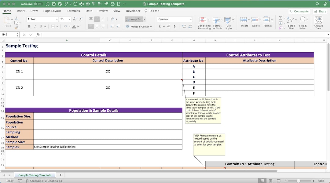 Streamlined Control Sample Testing Excel Template | Optimize Your ...