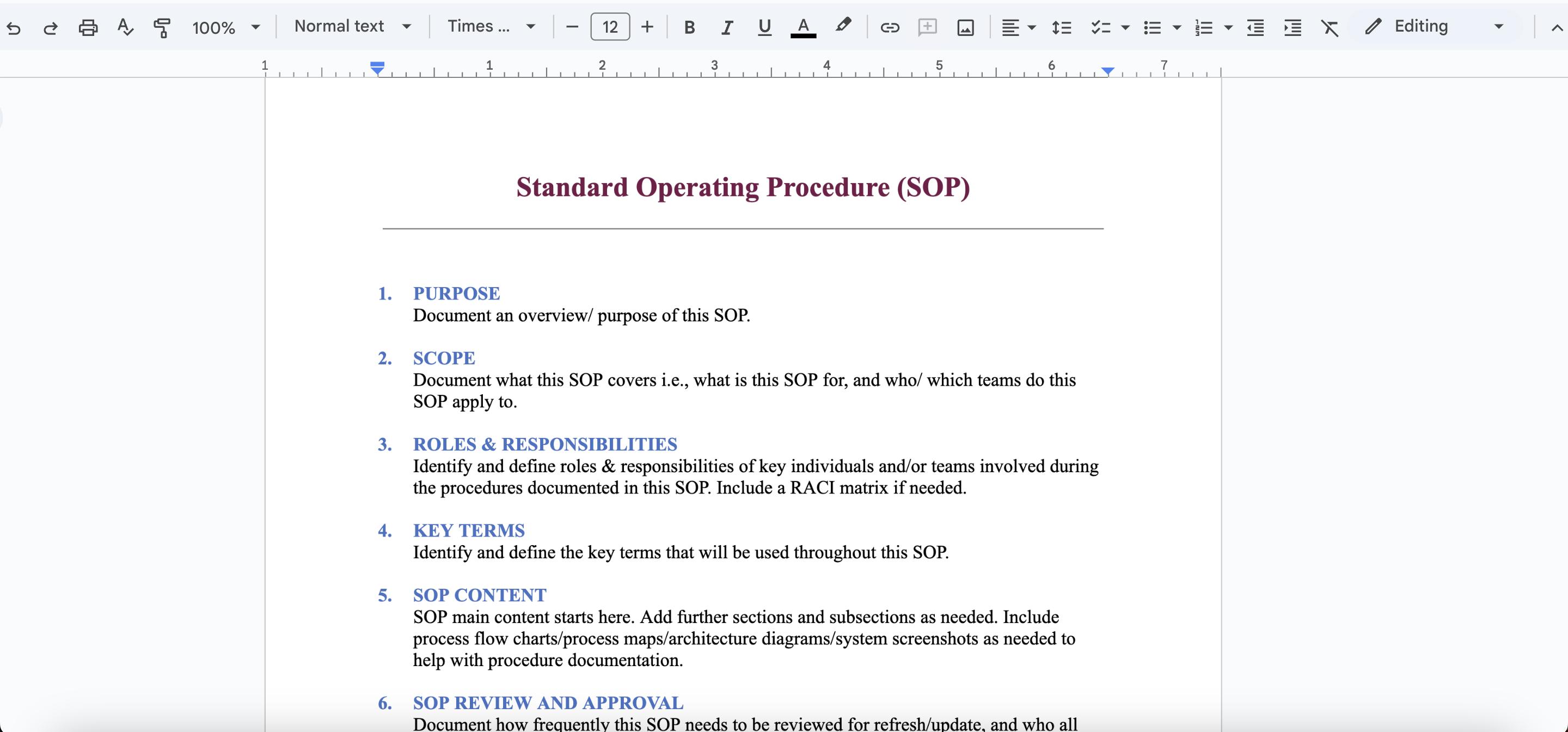 Ready-to-use SOP Template: Streamlined Format for Effortless Process ...
