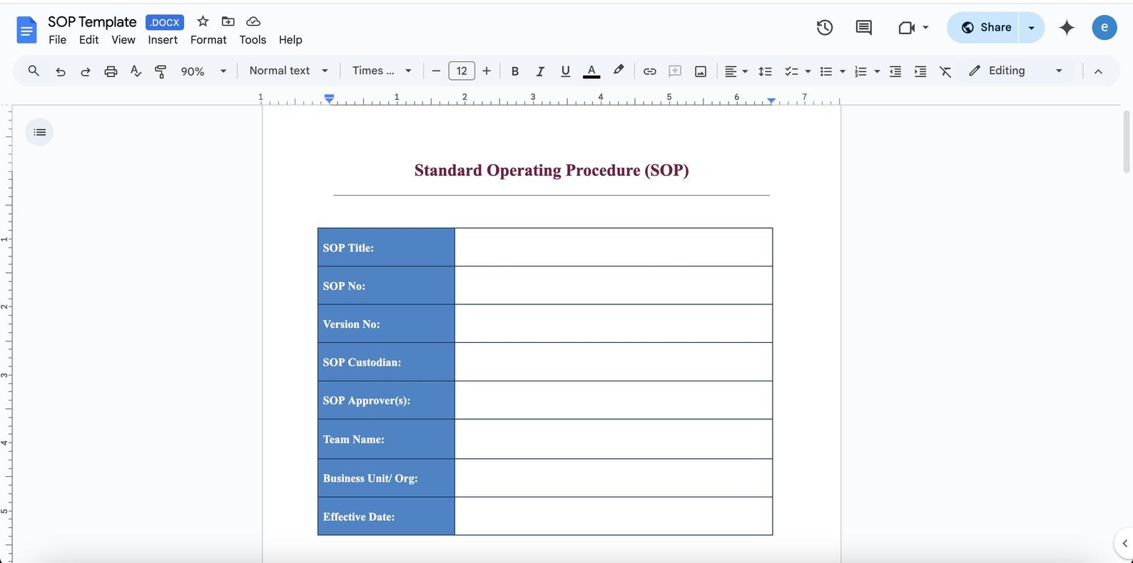 Ready-to-use SOP Template: Streamlined Format for Effortless Process ...