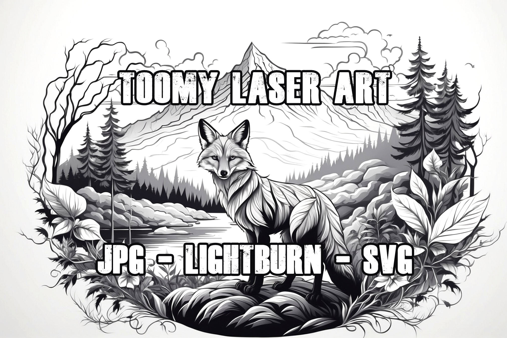 Fox in the Forest With Mountain in the Background, Digital Download ...