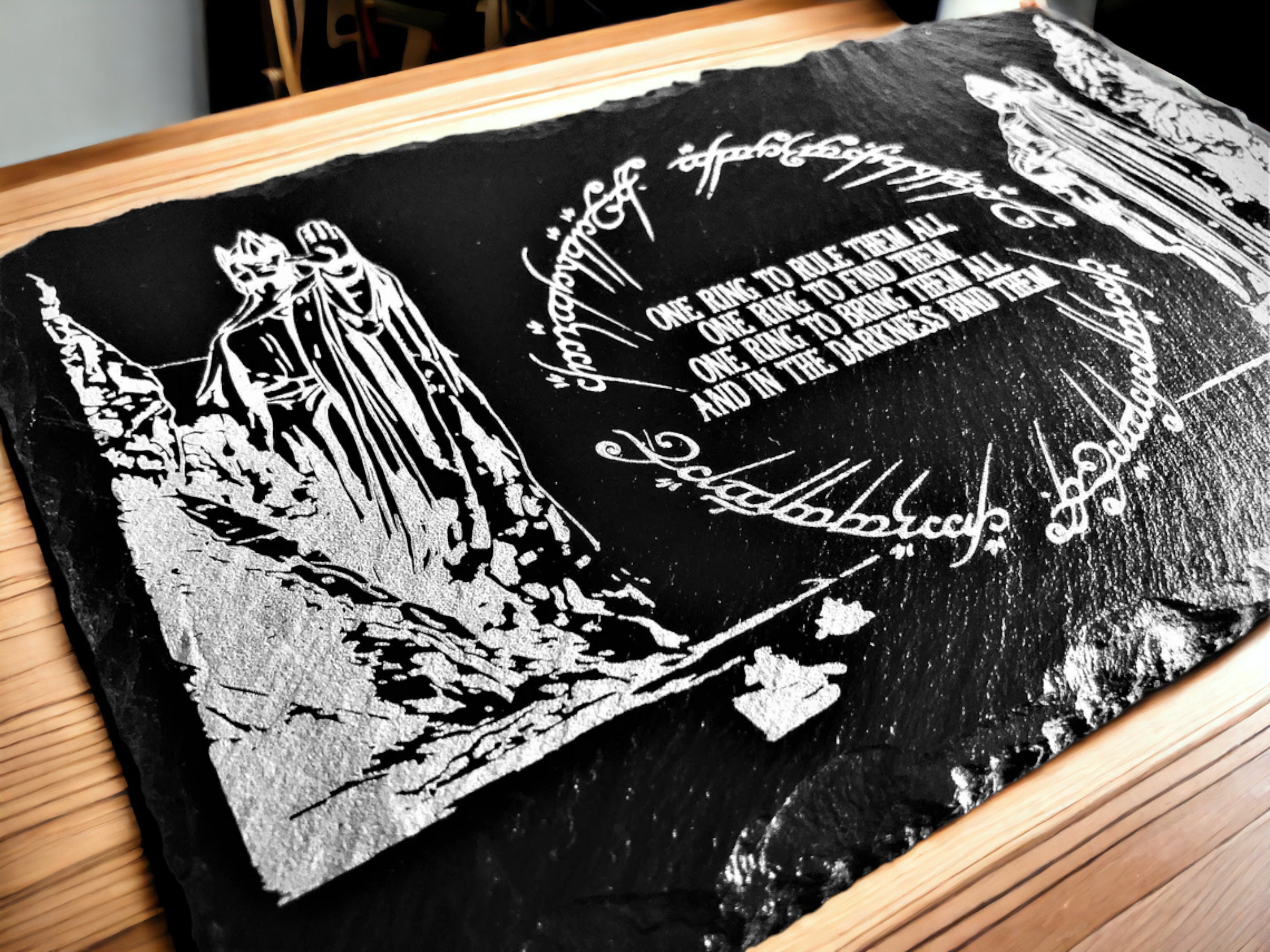 Engraved SLATE Tray With Argonath Design Add a Touch of - Etsy