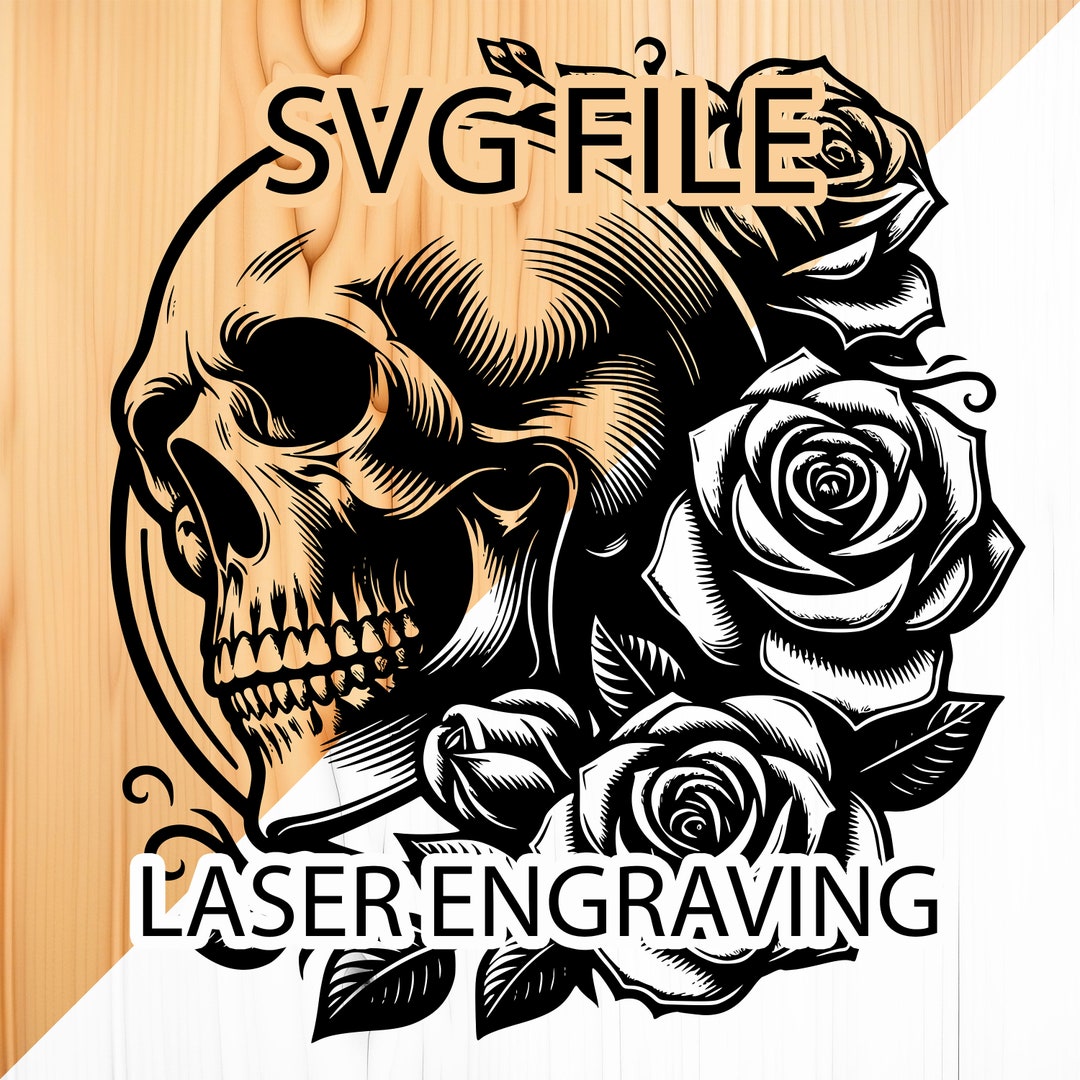 Skull Roses, Rock Skull Roses, Instant Download, for Lightburn ...