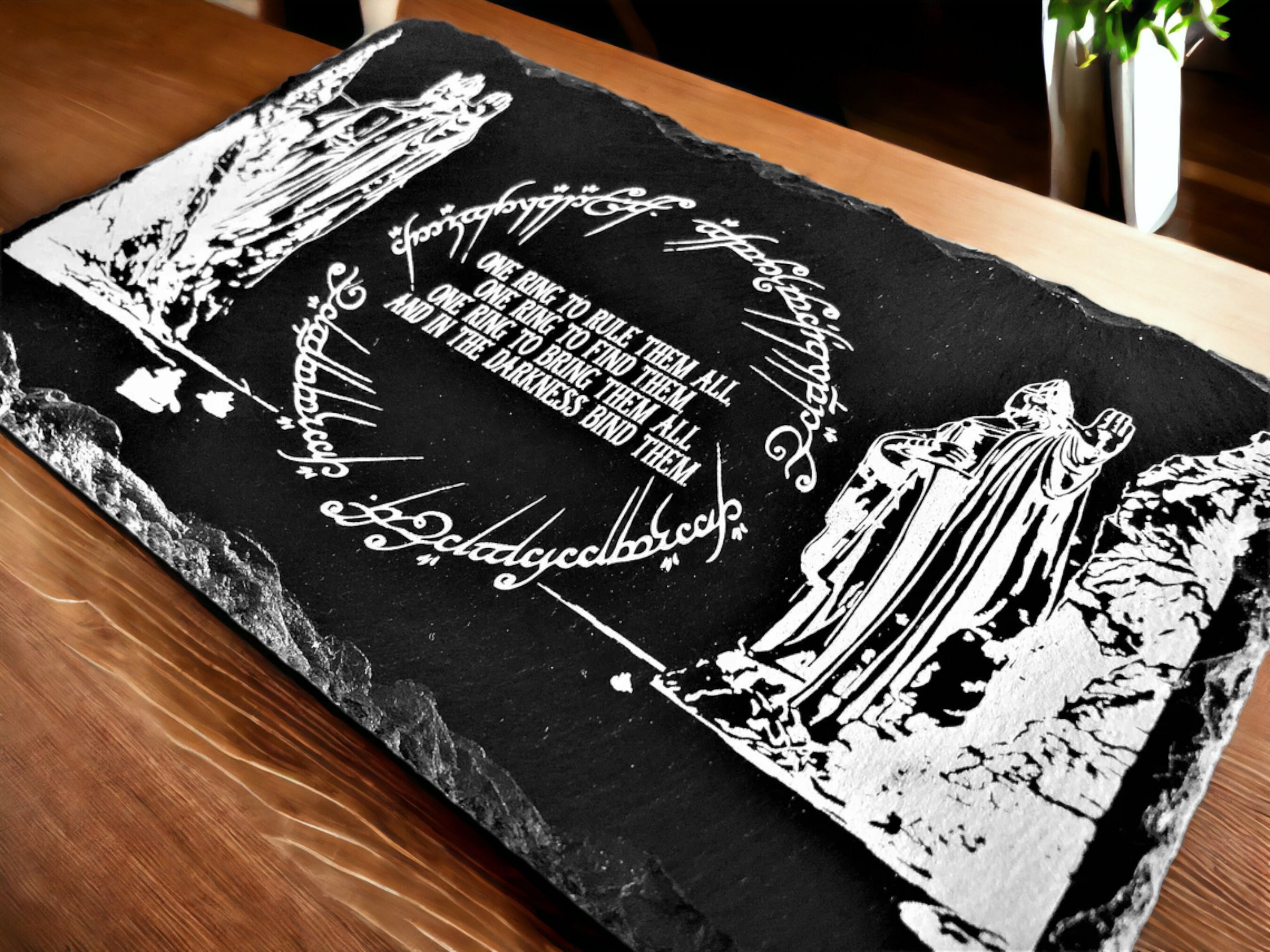 Engraved SLATE Tray With Argonath Design Add a Touch of - Etsy