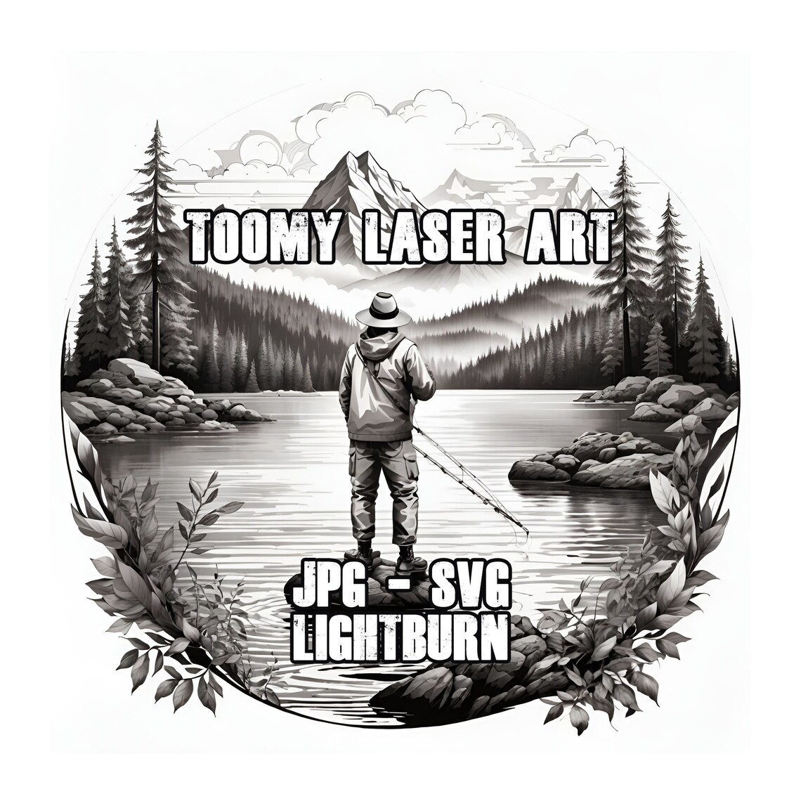Fisherman and Trout SVG | Double Engraving Art | Jpg, Svg, Lightburn ...