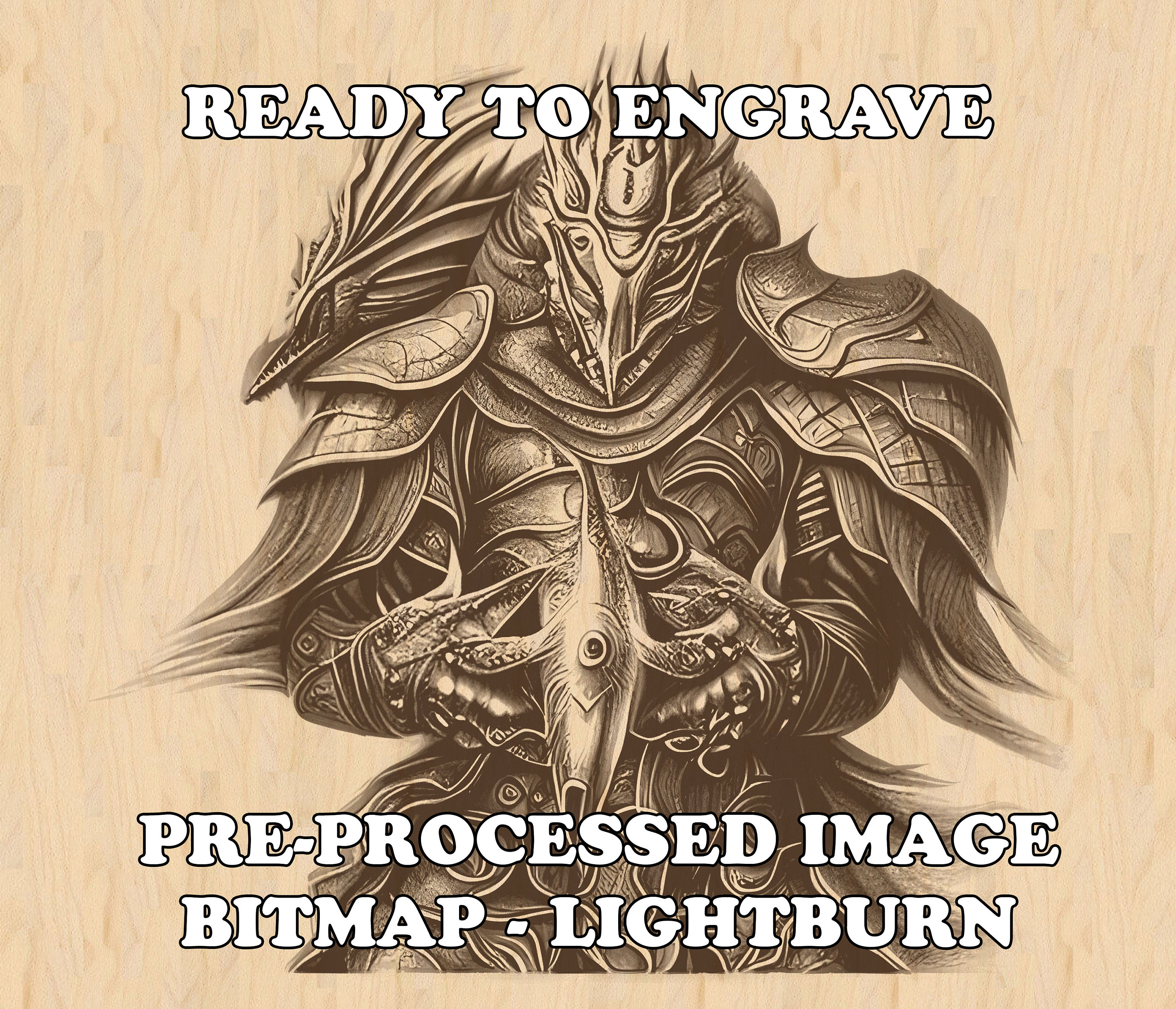 Fantasy Warrior Bitmap | Instant Download | Dragon | DND | Wood ...