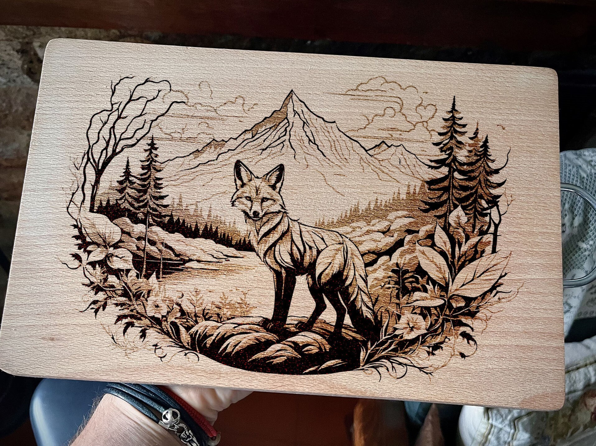Fox in the Forest With Mountain in the Background, Digital Download ...