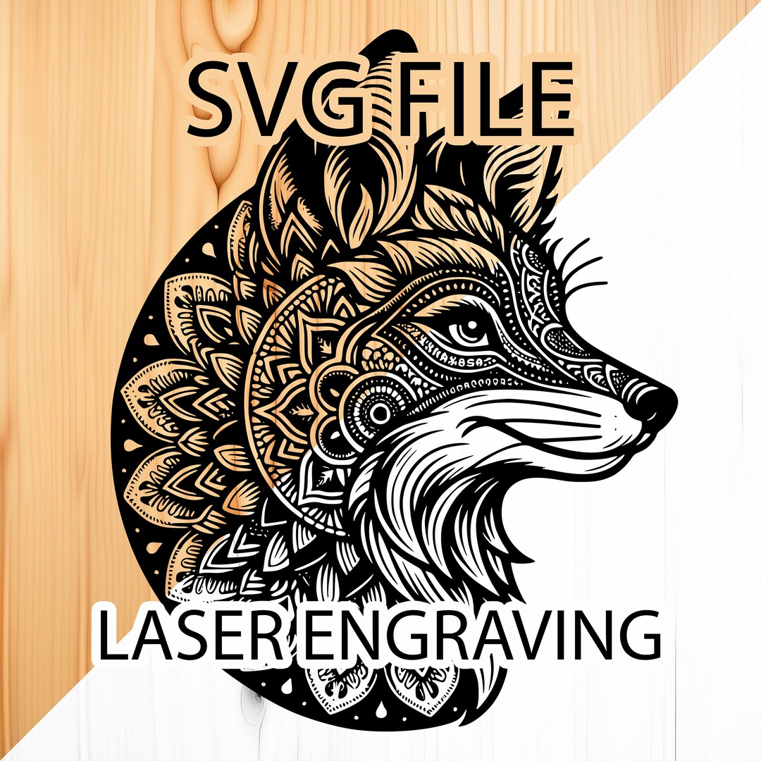 Mandala Fox Style SVG, Instant Download, Lightburn, Glowforge, Laser ...