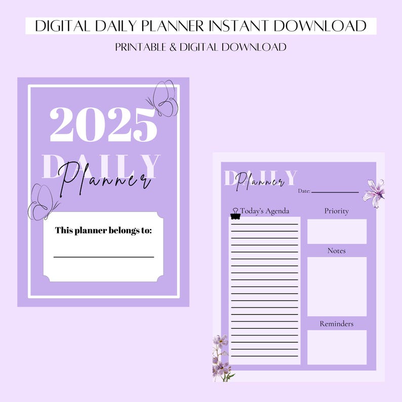 2025 Daily Planner – Printable & Aesthetic Purple Design - Etsy