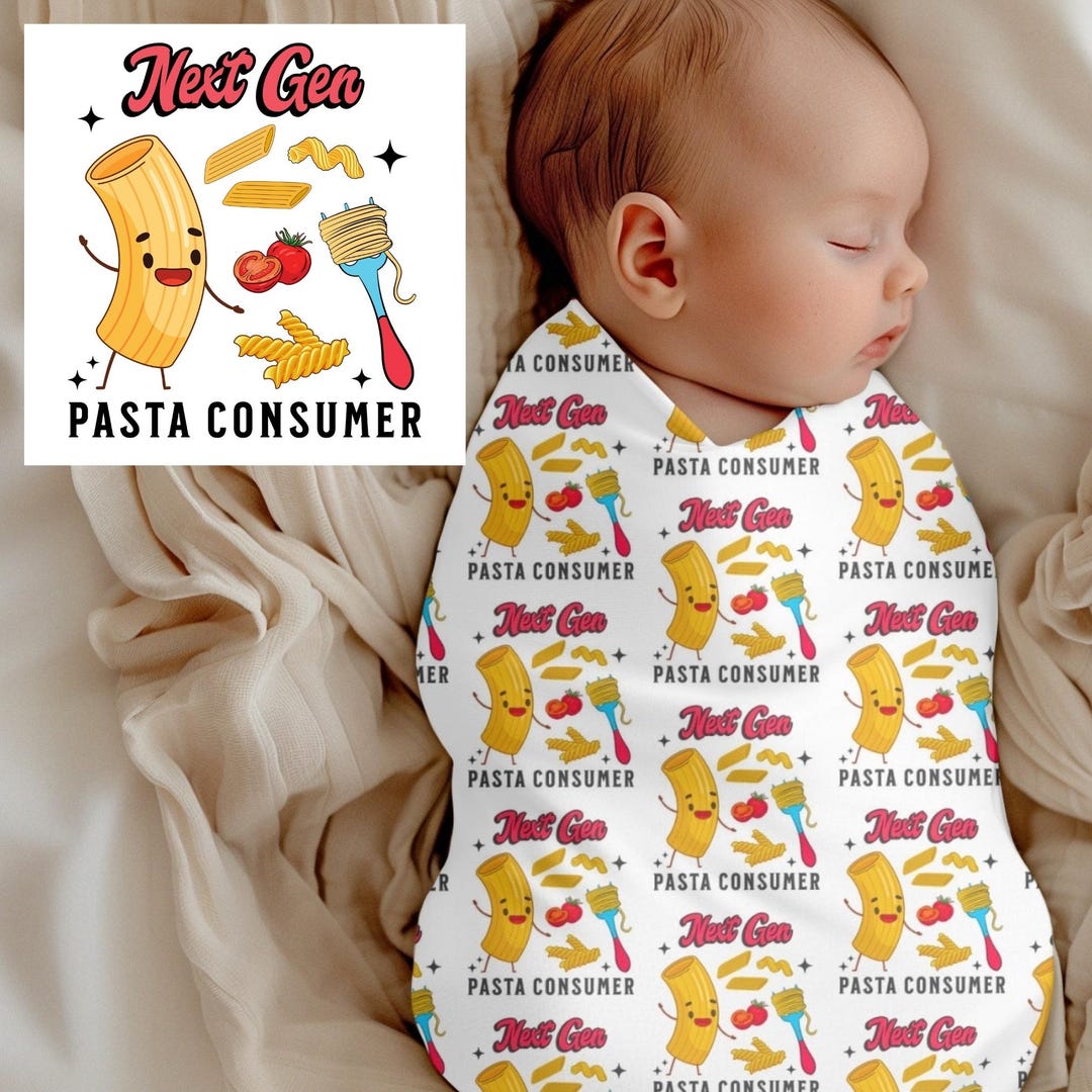 Next Gen Pasta Consumer Funny Italian Baby Swaddle Blanket Baby Reveal ...