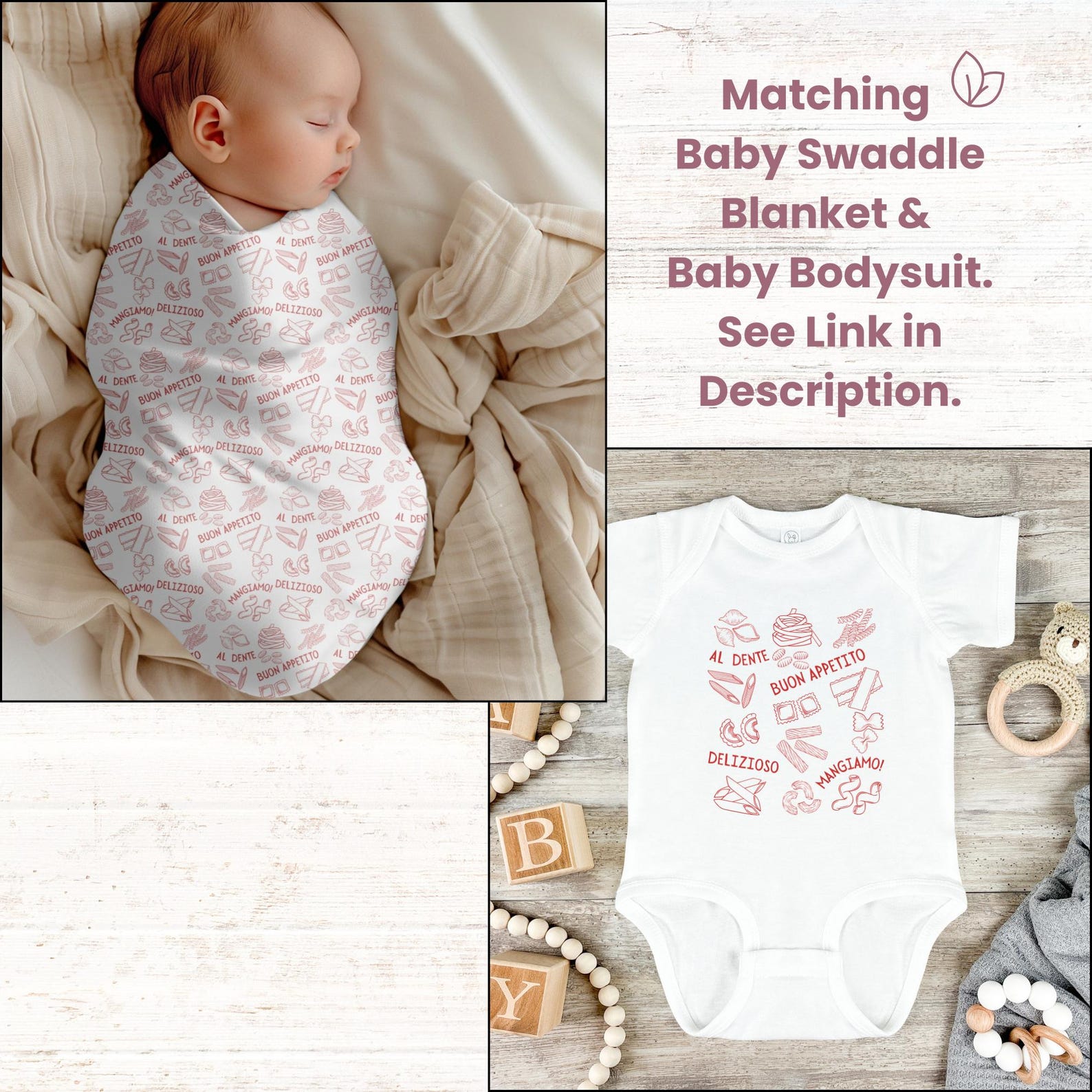 Pasta Italian Baby Swaddle Blanket Italian Newborn Swaddle Blanket ...