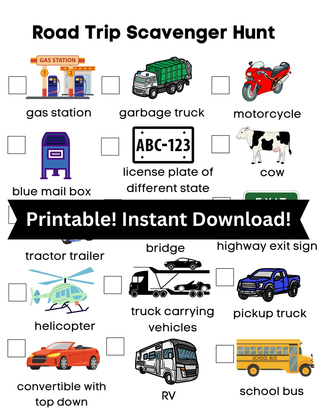 Road Trip Scavenger Hunt/ Printable/ Instant Digital Download - Etsy