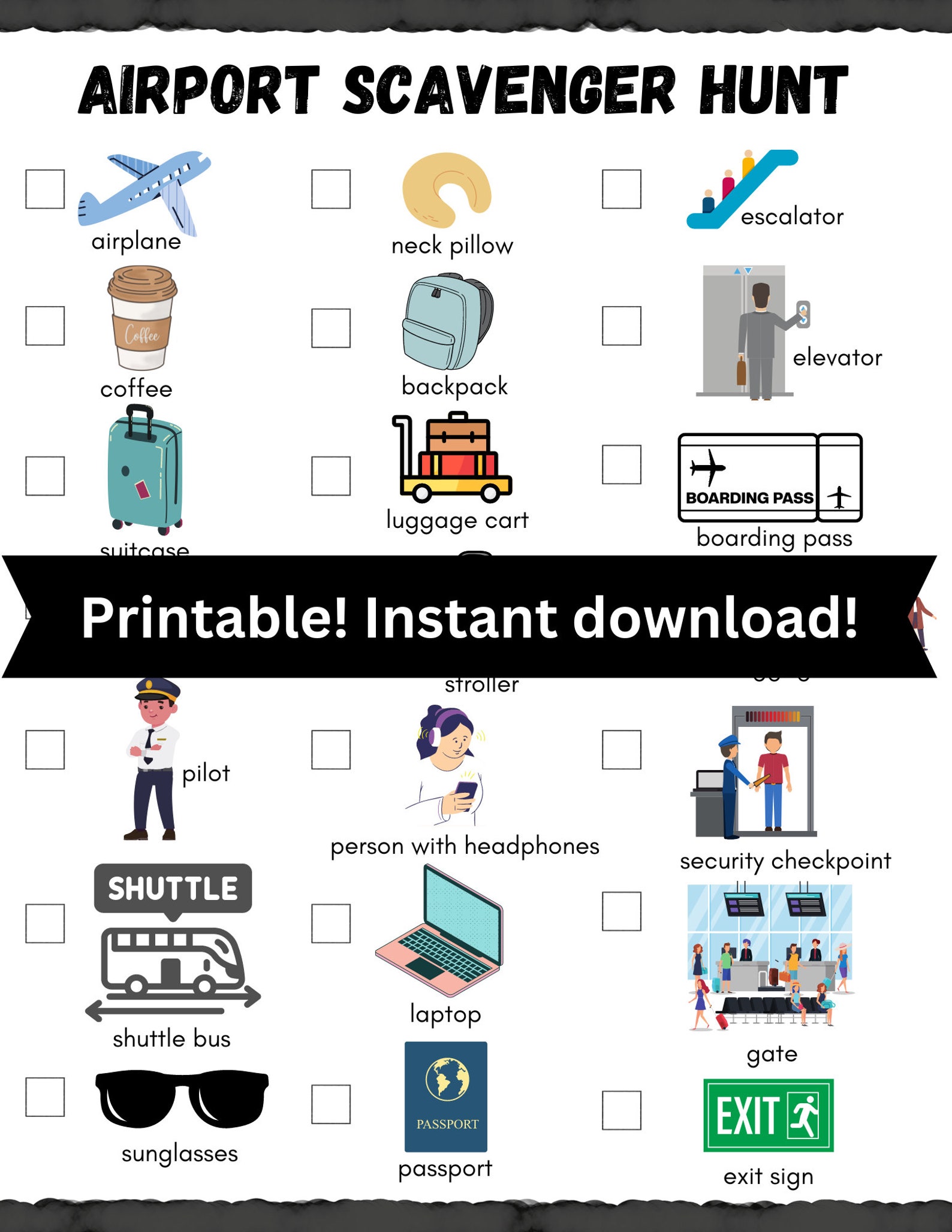 Airport Scavenger Hunt/ Printable/ Instant Download - Etsy