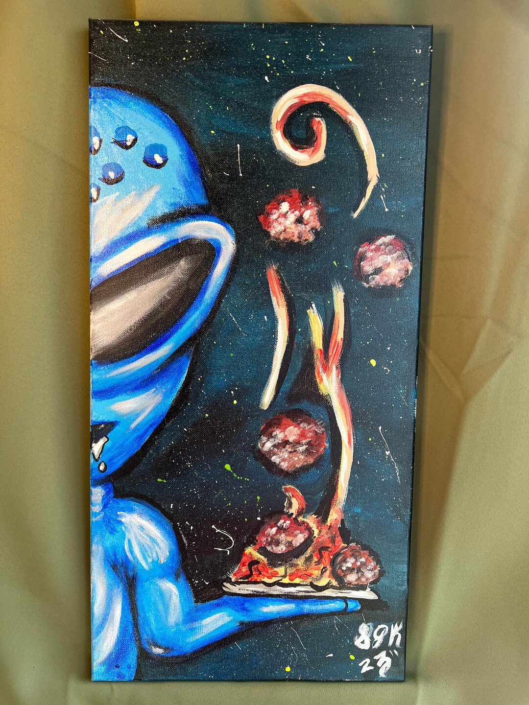 Alien Pasta That Glows Under Blue Light - Hand Painted Acrylic Painting ...