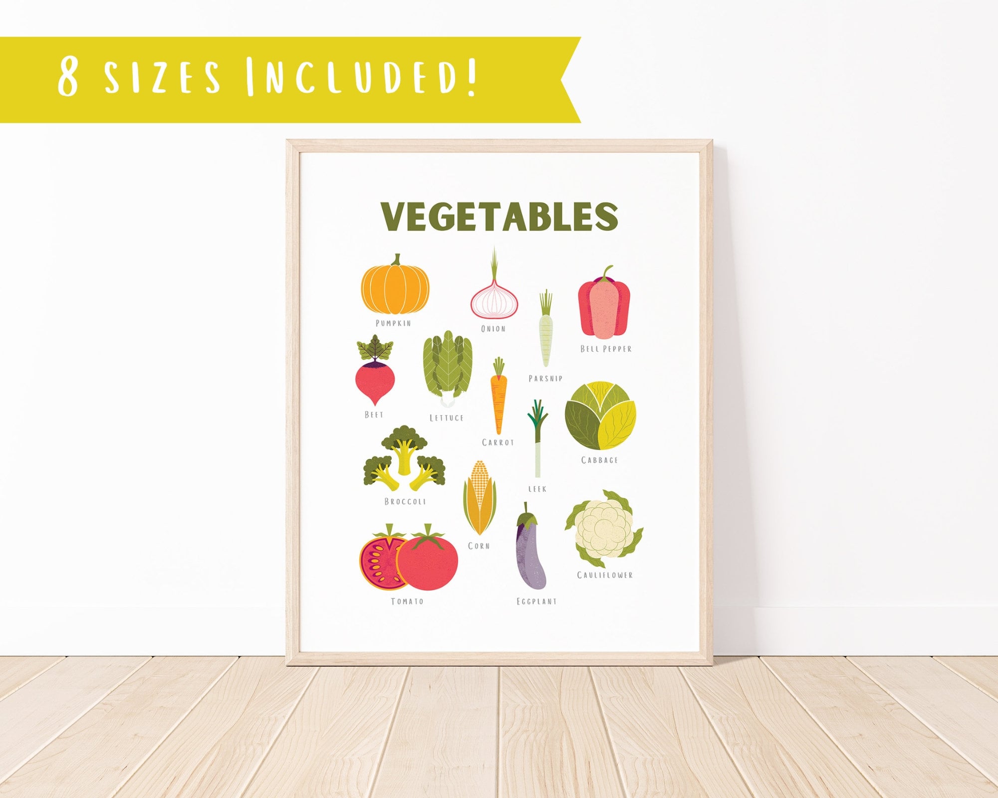 Fun Food Vegetable Poster for Kids - INSTANT DOWNLOAD - Educational and ...