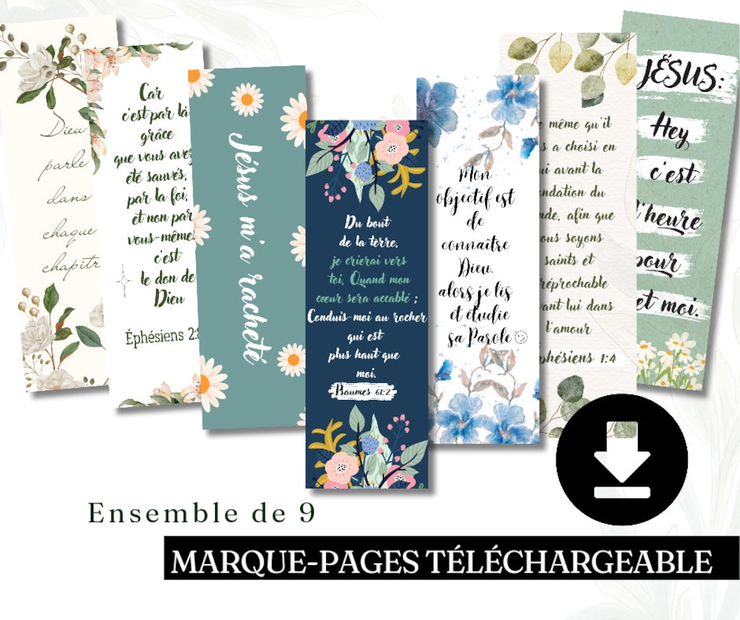 Ensemble De Marque-pages Imprimables Chrétiens. MARQUE-PAGES Versets ...