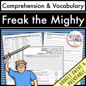 Freak the Mighty Comprehension and Vocabulary by Chapter Guided Reading ...