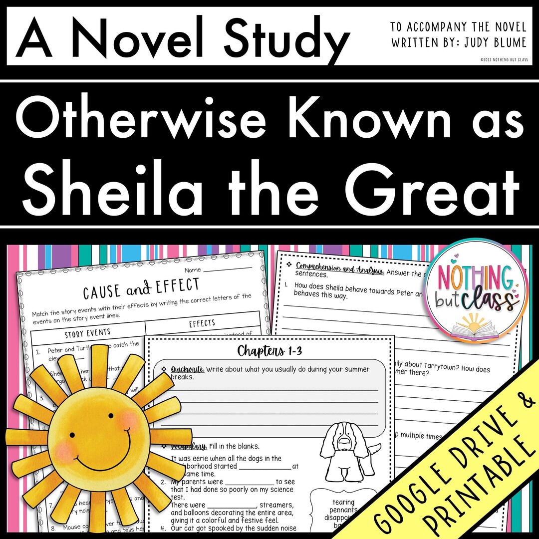 Otherwise Known as Sheila the Great Novel Study Unit | Literature Guide ...