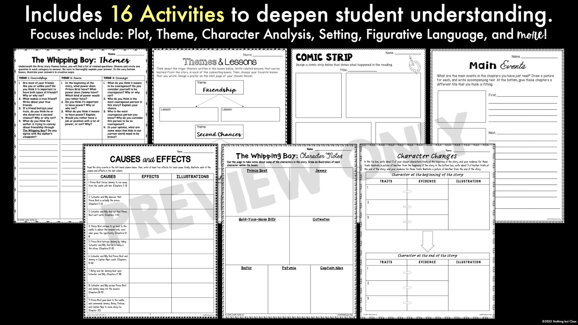 The Whipping Boy Novel Study Unit Literature Guide Comprehension ...