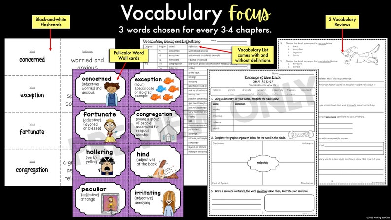 Because of Winn-dixie | Comprehension and Vocabulary by Chapter ...