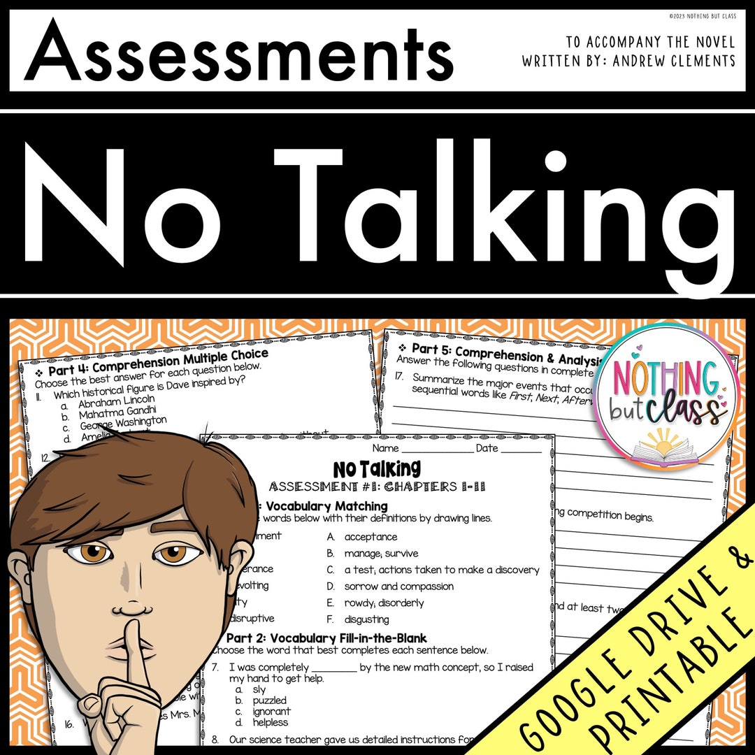 No Talking Tests | Quizzes | Assessments - Etsy