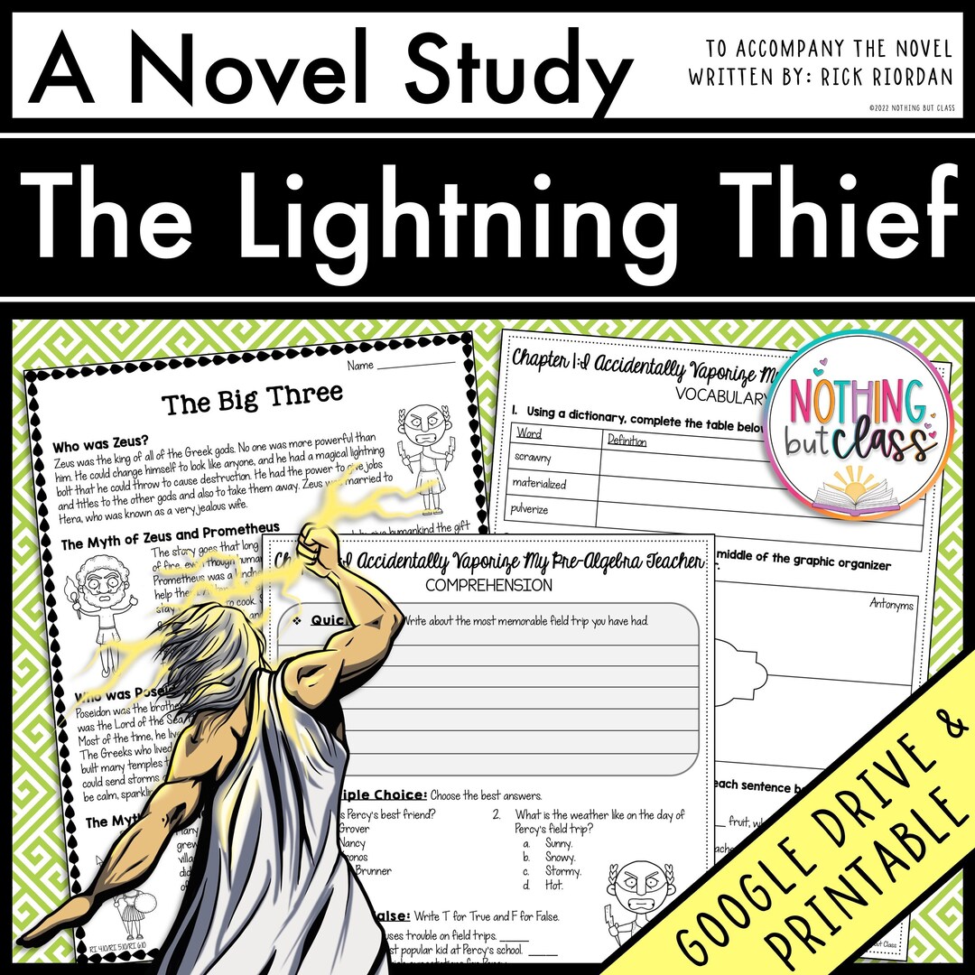 The Lightning Thief Novel Study Unit | Literature Guide | Comprehension ...