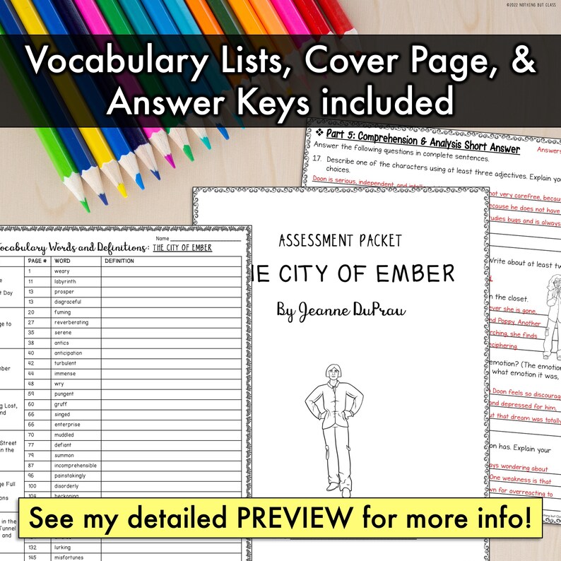 The City of Ember - Tests | Quizzes | Assessments - Printables for ...