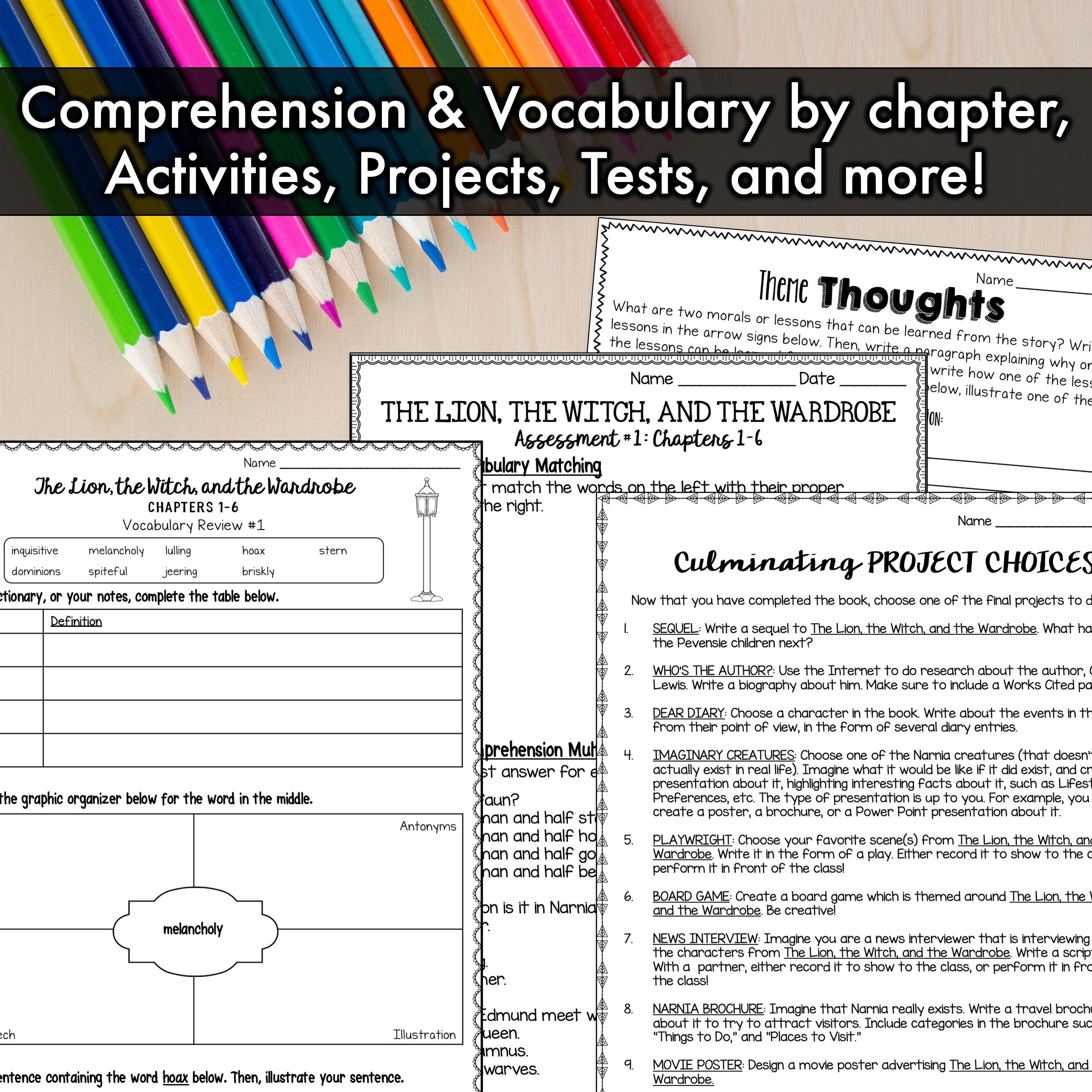 The Lion, the Witch and the Wardrobe Novel Study Unit Literature Guide ...