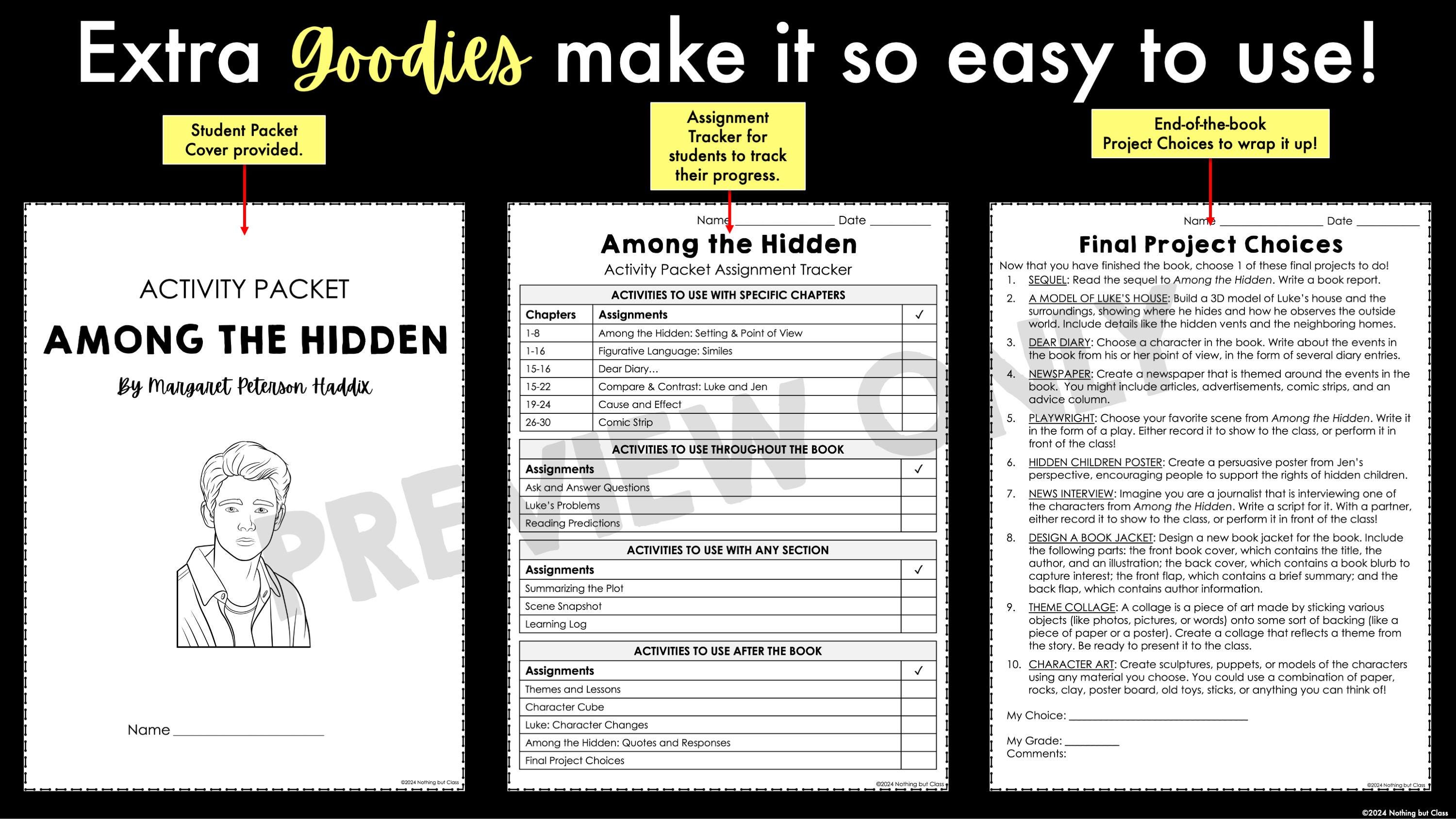 Among the Hidden | Reading Response Activities and Projects | Resources ...