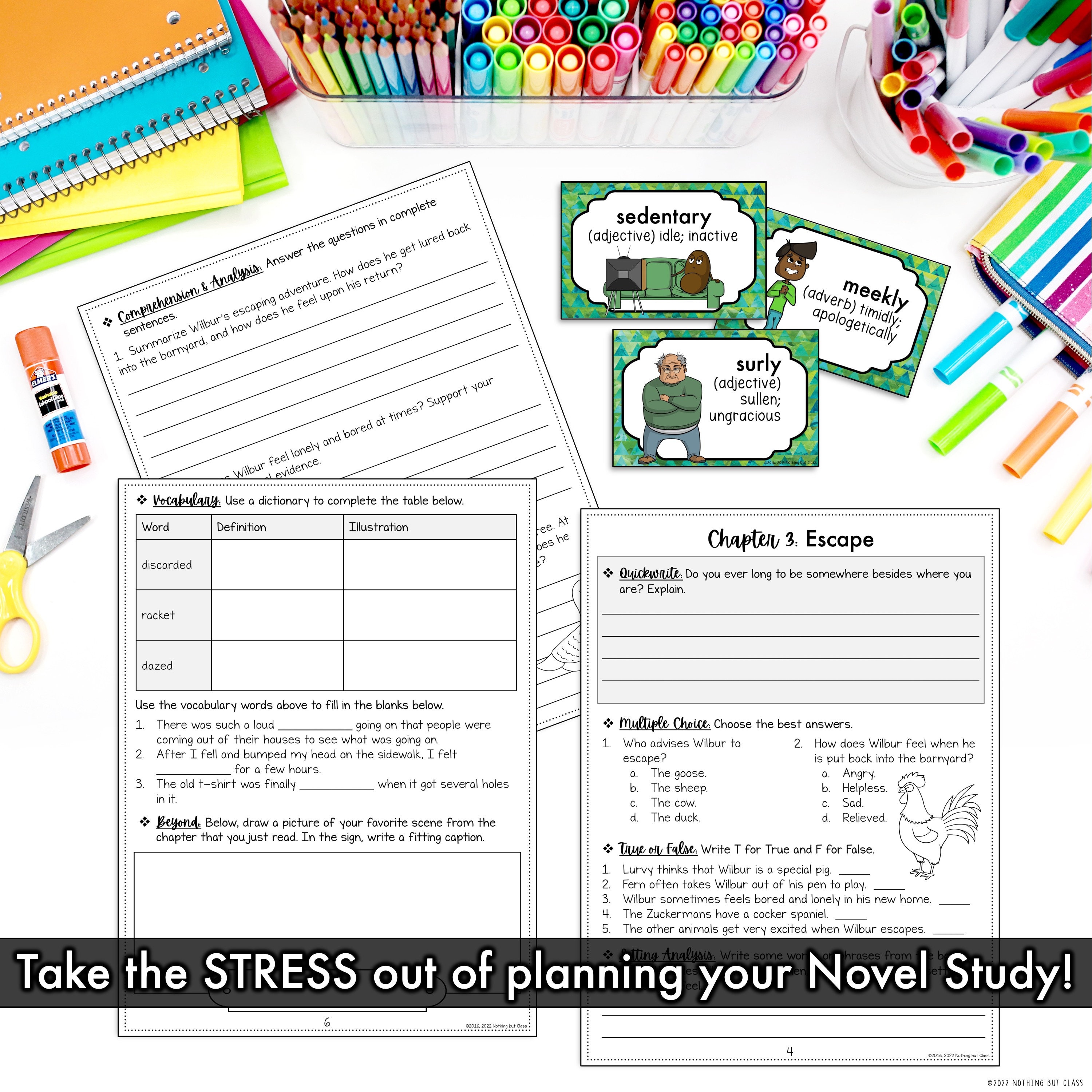 Charlotte's Web Novel Study Unit | Literature Guide | Comprehension ...