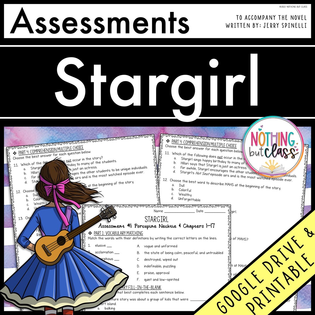 Stargirl - Tests | Quizzes | Assessments for Novel Study - Etsy