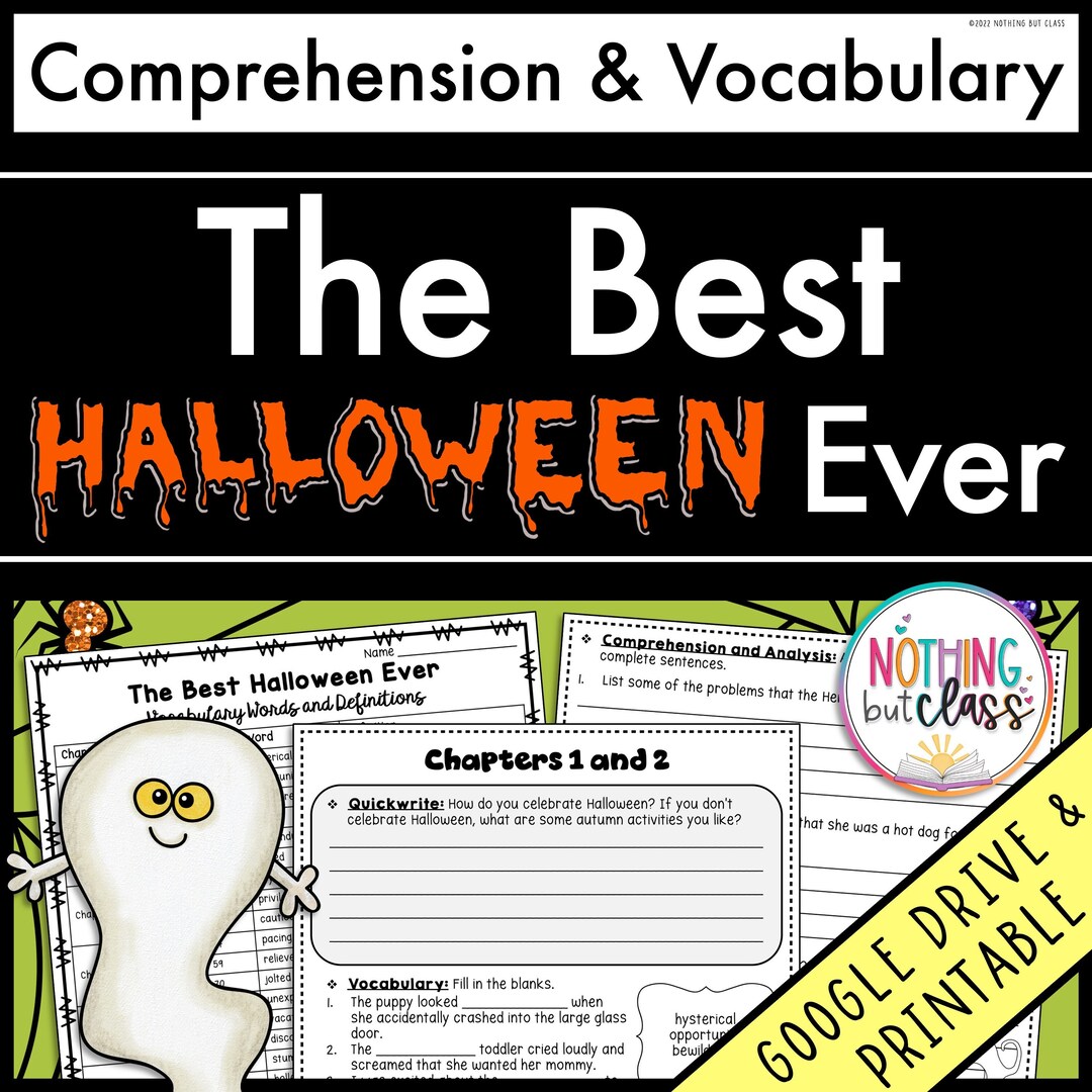 The Best Halloween Ever | Comprehension and Vocabulary by Chapter ...