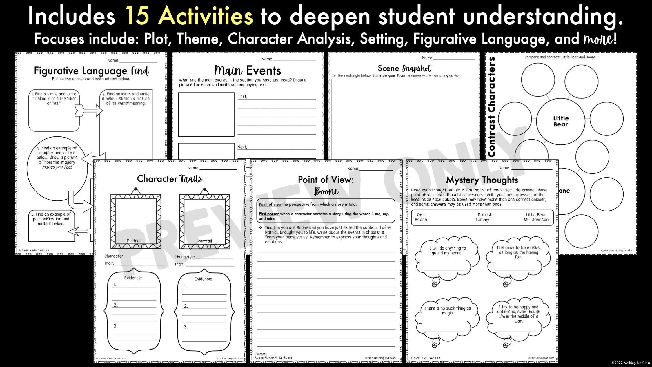 The Indian in the Cupboard | Reading Response Activities and Projects ...