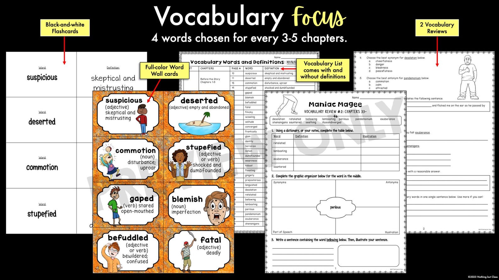 Maniac Magee | Comprehension and Vocabulary by Chapter | Guided Reading ...