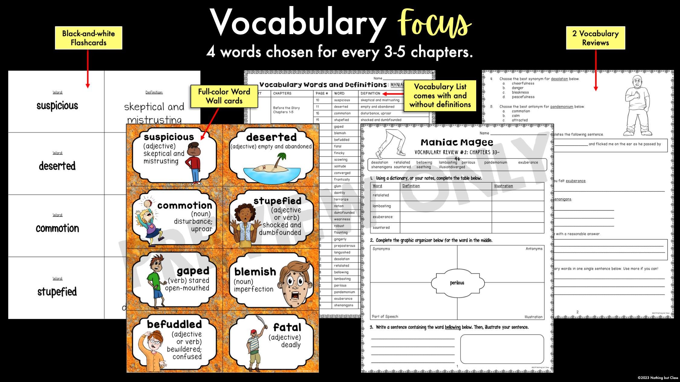 Maniac Magee | Comprehension and Vocabulary by Chapter | Guided Reading ...