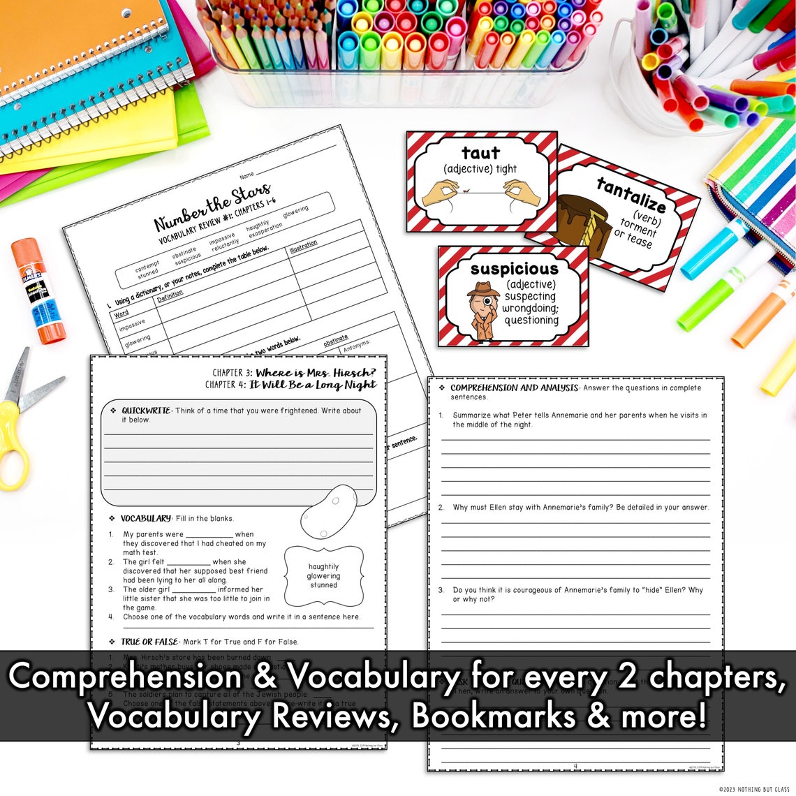 Number the Stars | Comprehension and Vocabulary by Chapter | Guided ...