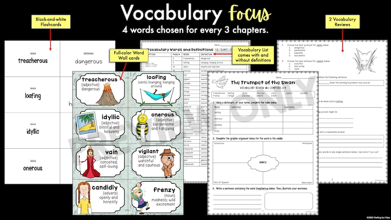 The Trumpet of the Swan Novel Study Unit Literature Guide Comprehension ...