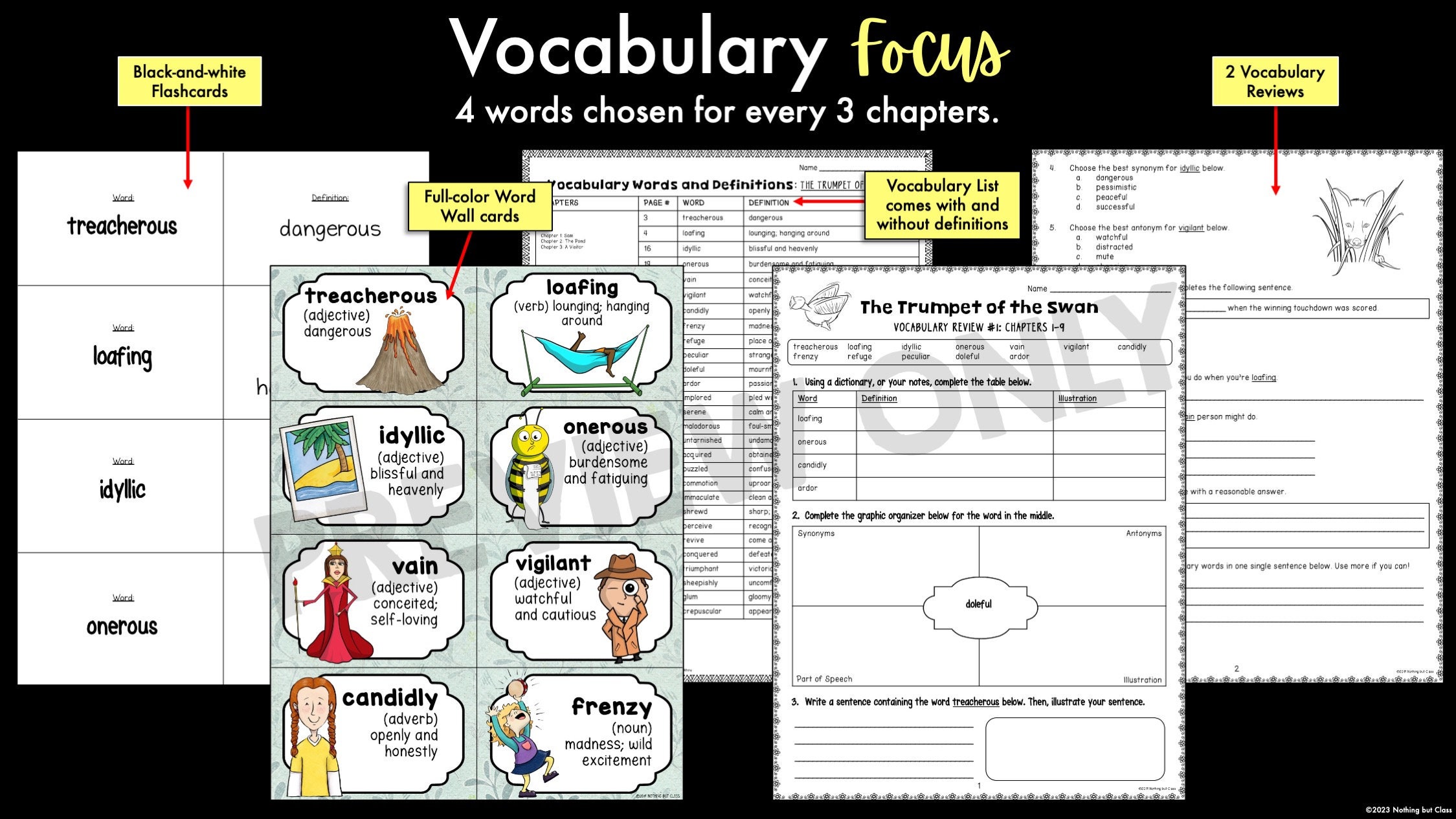 The Trumpet of the Swan Novel Study Unit Literature Guide Comprehension ...