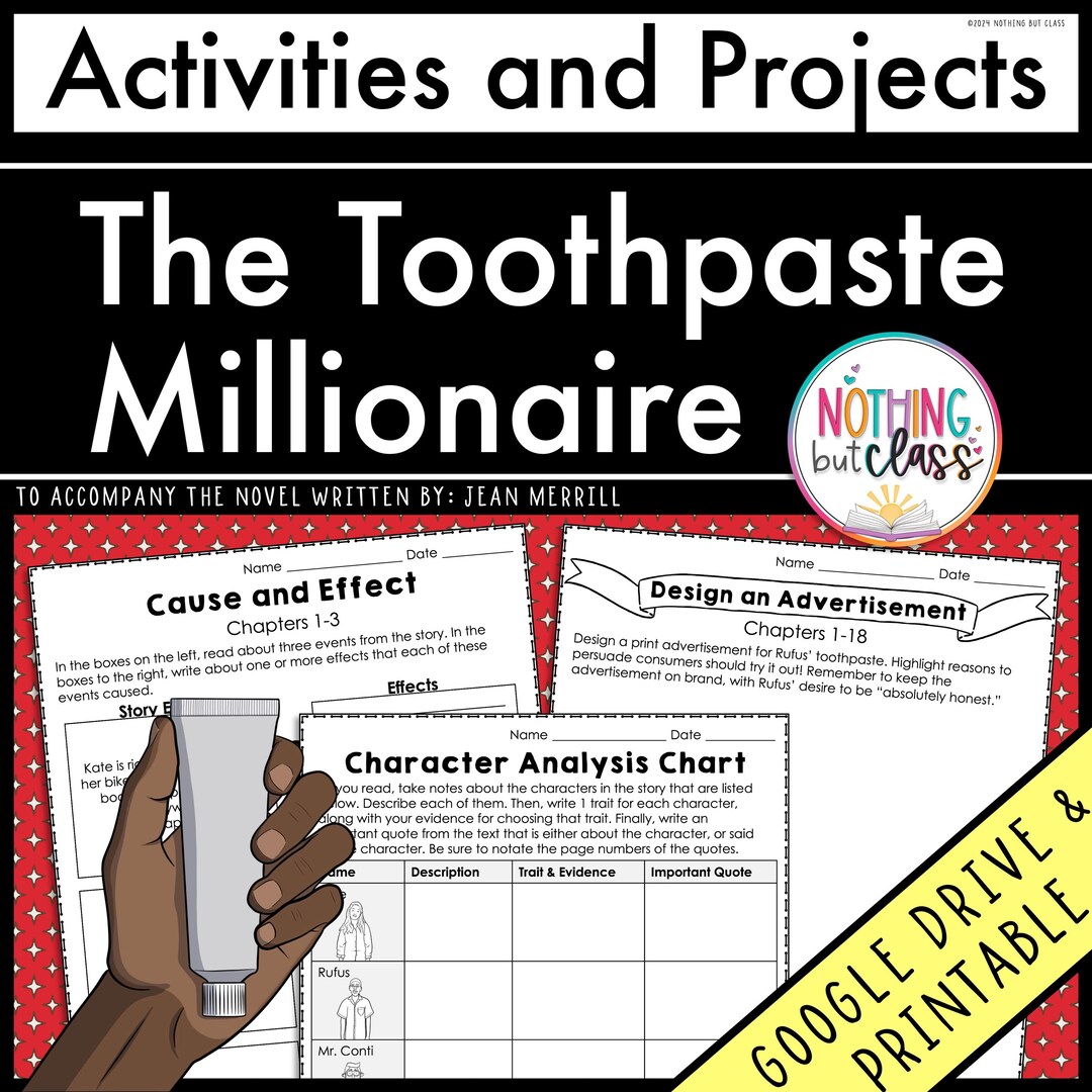 The Toothpaste Millionaire | Reading Response Activities and Projects ...