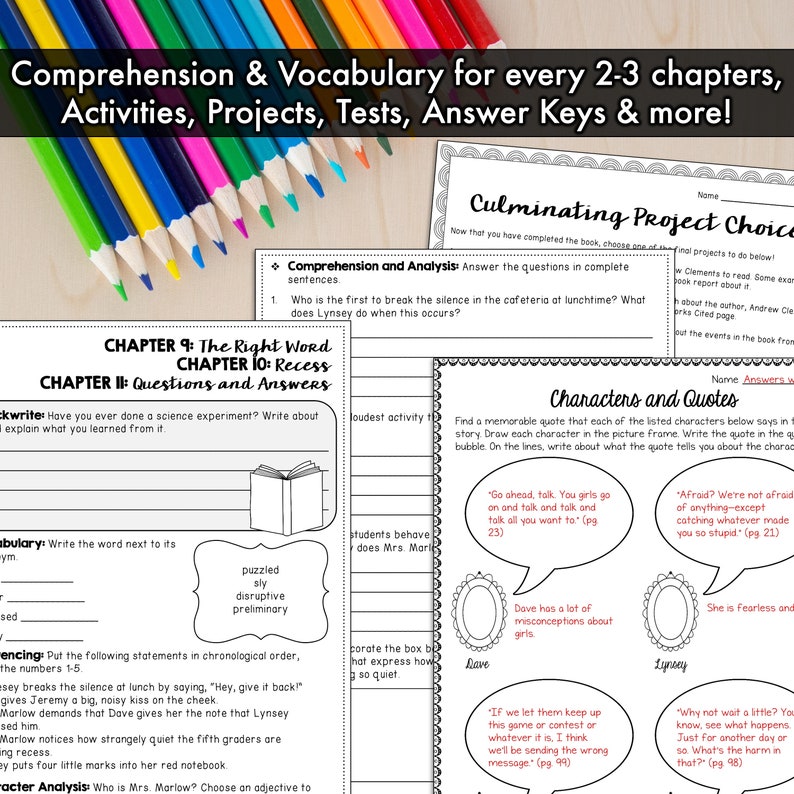 No Talking Novel Study Unit | Literature Guide | Comprehension ...