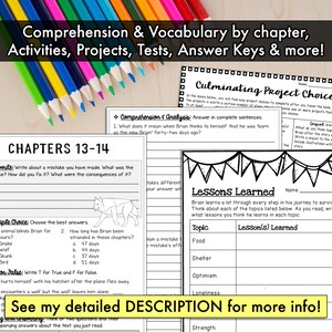 Hatchet Novel Study Unit | Literature Guide | Comprehension Worksheets ...