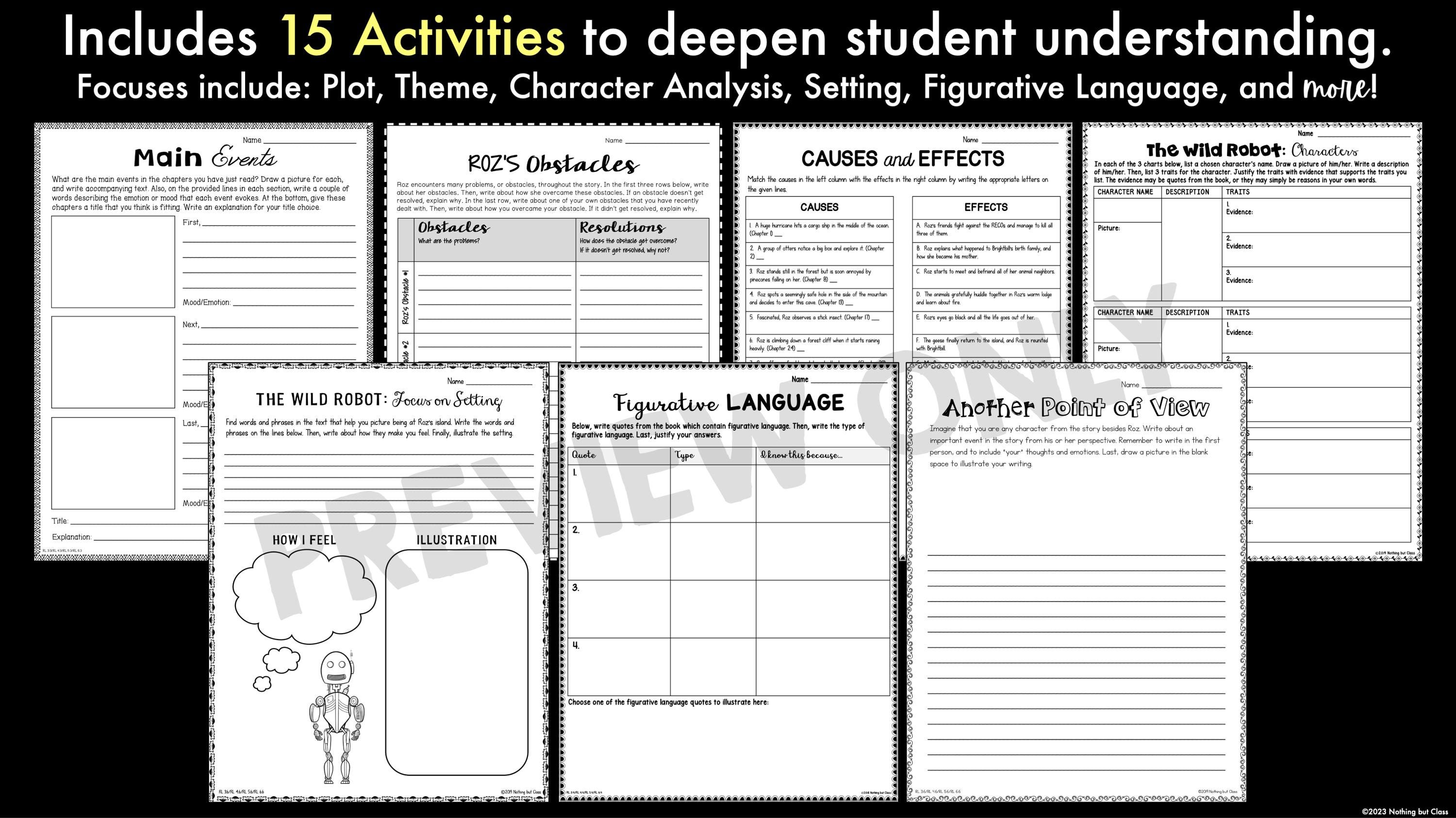 The Wild Robot | Reading Response Activities and Projects | Guided ...