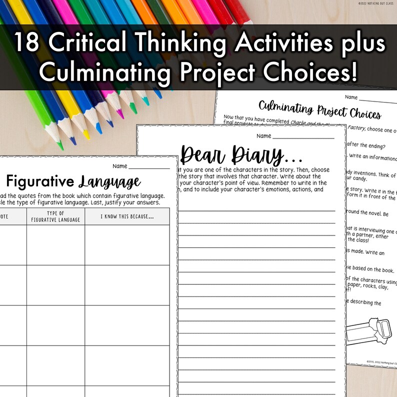 Charlie and the Chocolate Factory Reading Response Activities and ...