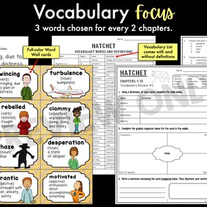 Hatchet | Comprehension and Vocabulary by Chapter | Guided Reading ...